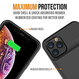 Alpatronix iPhone 11 Pro Battery Case (5.8 inch), 5000mAh Slim Portable Protective Extended Charger Cover with Wireless Charging Compatible with Lightning Audio and CarPlay - BXXI Pro – Matte Black