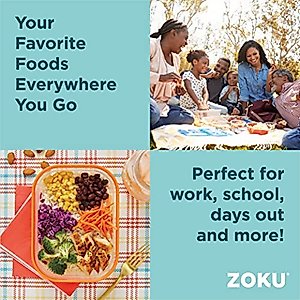ZOKU - Nested Food Storage Containers with Freezer Pack, Leak Proof with Airtight Lids, for Sandwiches, Lunches, Leftovers and more, Easy to Clean, Reusable, BPA Free (Neat Stack) (11 Piece)