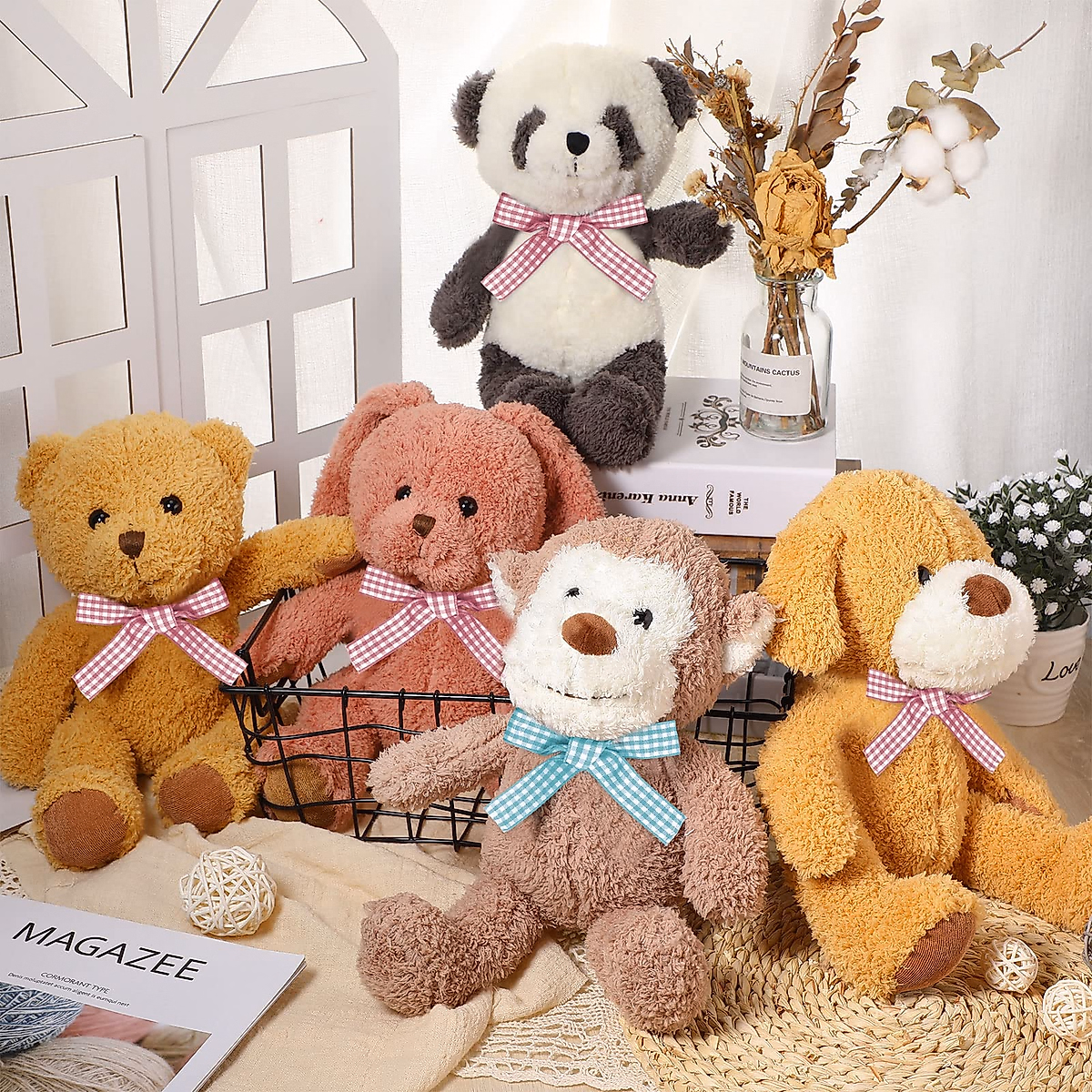 Civaner 7 Pcs Stuffed Animals Bulk 12.5 Inch Cute Soft Animal Plush Toys for Kids Birthday Gifts Baby Shower Party Decorations (Jungle)