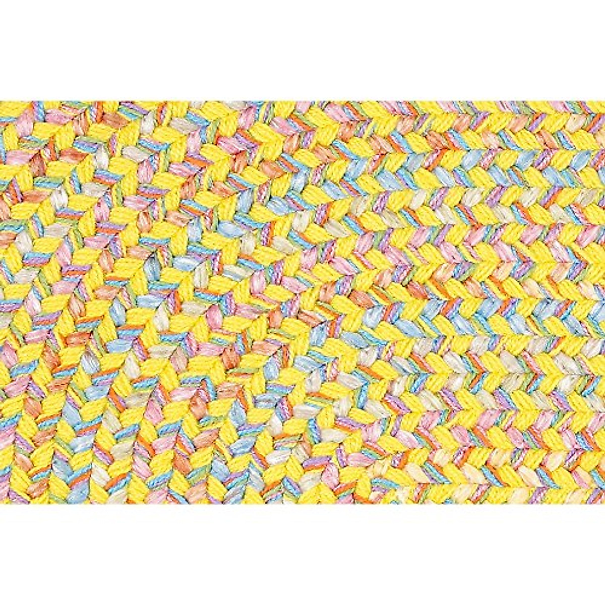 Super Area Rugs Braided Rug for Kids Room - Nursery Rug - Classroom Rug - Made in USA - Washable Rug for Playroom - Hipster, Yellow Multi, 4' X 6' Oval