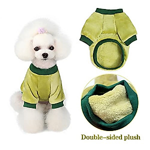 LNOJENR 2 Pieces Winter Dog Clothes Pet Coat, Plush Dog Jacket for Small/Medium Dogs, Thick Velvet Dog Sweater for Girl or Boy, Soft and Warm Pet Puppy Pajamas (XL), Green and Orange