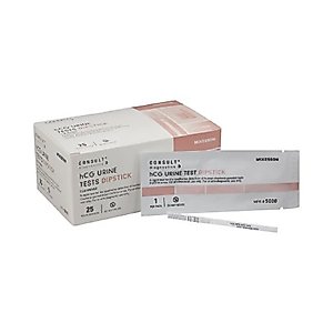 McKesson Consult hCG Urine Test, Rapid Pregnancy Test, Individually Wrapped, 3 Minute Results, Over 99% Accurate, 25 Count, 1 Pack
