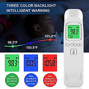 WORUIJIA Forehead Thermometer for Adults，Baby Digital Thermometer with Accurate Instant Readings, Fever Alarm and Memory Function, No Contact Infrared Thermometer for All People, White, WOFKAN004