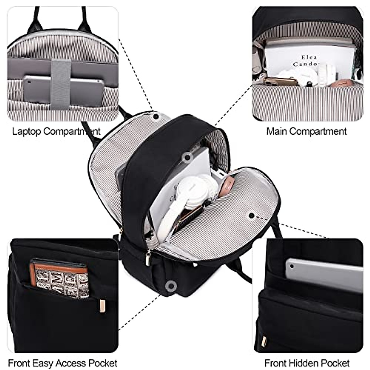 JEEHAN Travel Backpack Purse for Women 15.6 Inch Laptop Bag with USB Port Fashion Waterproof Backpacks Carry On Small Teacher Backpack Daypacks for College Work