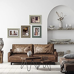 XUANLUO 3 Pack 5x7 Inch Picture Frames Farmhouse Rustic Vintage Distressed Wood Grain Photo Frame with Tempered Glass for Table Top Display and Wall Hanging