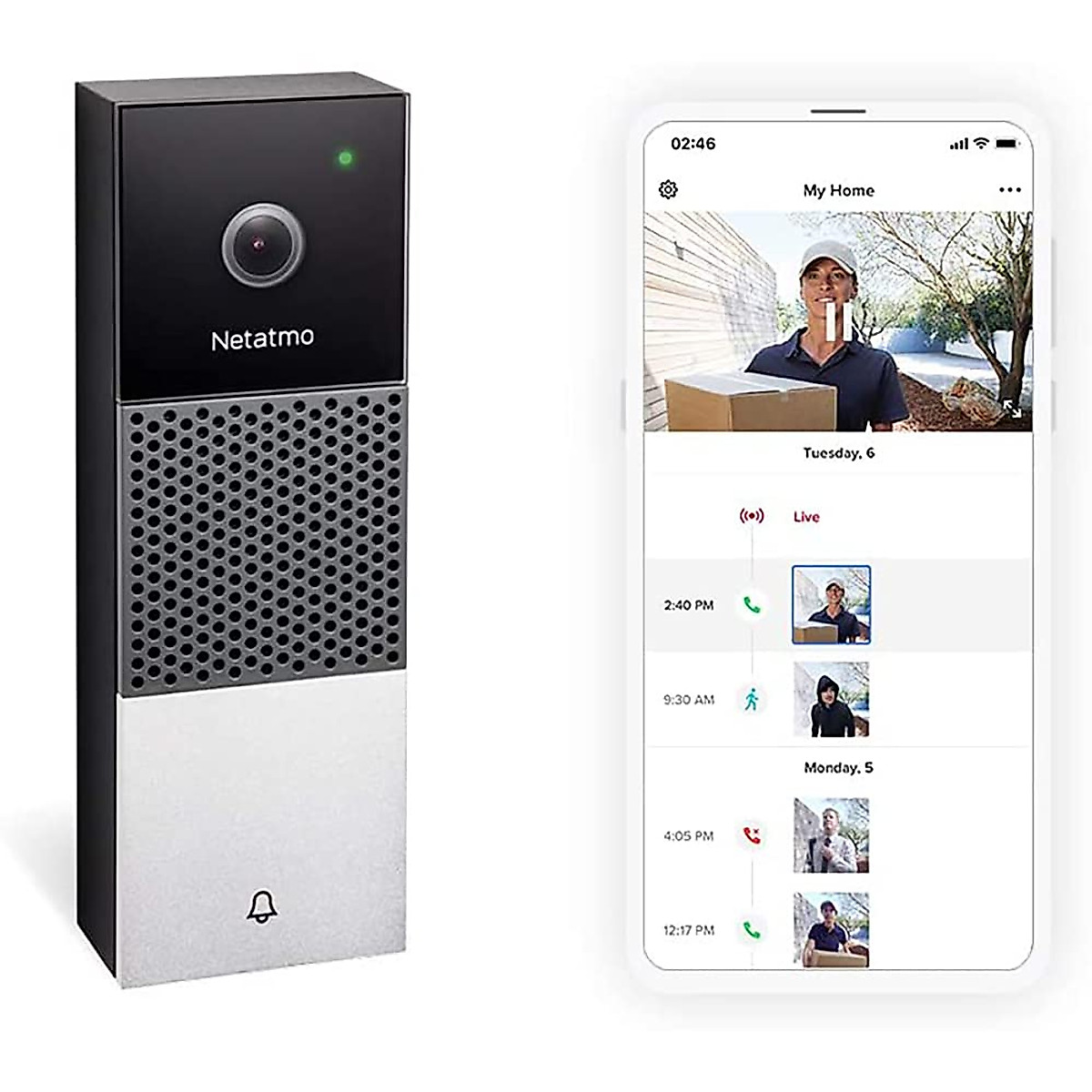 Netatmo Smart Video Doorbell | 2 Way Audio | High-Definition Camera with 1080P | Person Detection | Night Vision | Easy Installation | Built in Speaker | Security Without Monthly Fees | Model NDBUS