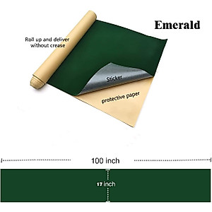 17 by 100 Inches Self-Adhesive Velvet Fabric, Self-Adhesive Velvet Flocking for Jewelry Box,Drawer Lined Decoration (Atrovirens)