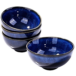 BOSILI Rice Bowl set, Cereal Bowls Microwave and Dishwasher Safe, Ceramic Bowl set of 4 for Soup Rice Oat