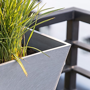 Veradek Pure Series Railing Planter - Plastic Hanging Planter for Outdoor Balcony/Fence | Durable All-Weather Use with Adjustable Brackets | Modern Décor for Flowers, Succulents, Hanging Plants