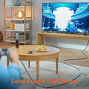 Alxum USB 3.0 Extension Cable 25FT, Active USB Extension Cable Male to Female with Signal Booster, Long USB Repeater/Extender Cord 7.5 Meters for Printer, Webcam, Mouse, with 5V2A Power Adapter