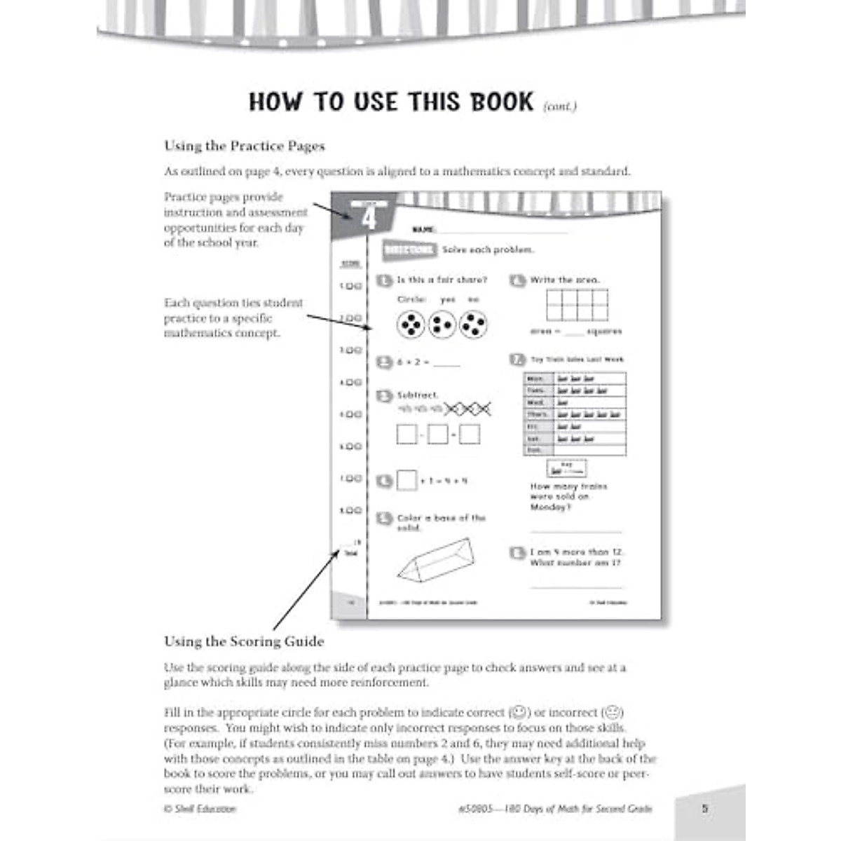 Shell Education 180 Days of Math for Second Grade (180 Days of Practice)