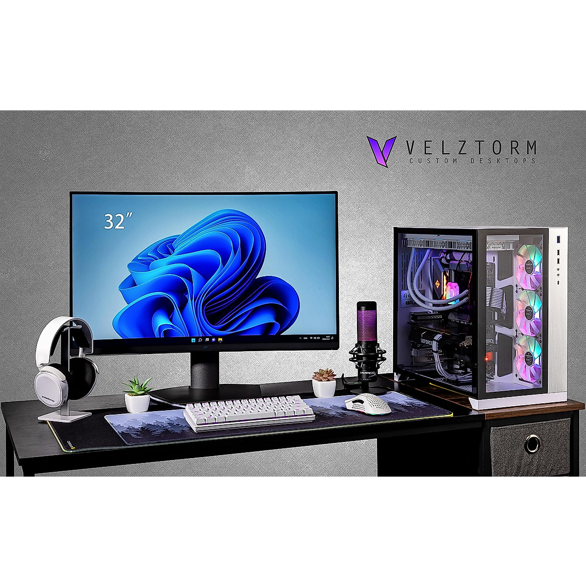Velztorm Lux Gaming & Entertainment Desktop PC (AMD Ryzen 9 5950X 16-Core, 32GB RAM, 1TB PCIe SSD + 2TB HDD (3.5), GeForce RTX 4090 24GB, WiFi, HDMI, USB 3.2, USB 3.1, Display Port, Win 11 Home)