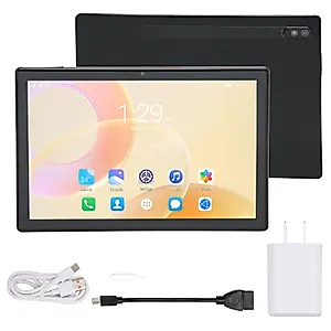 GLOGLOW Office Tablet, 6GB RAM 256GB ROM Octa Core CPU Student Tablet 7000mAh 10 Inch IPS Black Dual Camera for Study (US Plug)