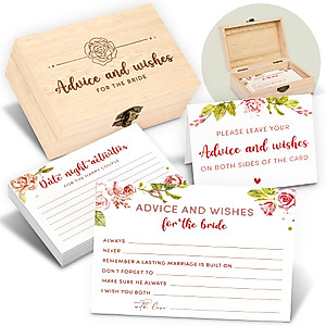 STOFINITY Advice for The Bride Cards - 50 Pcs Wedding Advice Cards for Bridal Shower Decorations, Marriage Advice and Wishes Cards Box for Wedding Shower Decor