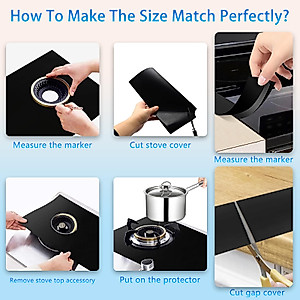 Fancemot Gas Stove Burner Covers, Gas Stove Top Covers for Samsung Gas Range, Reusable Washable Stove Guard, Gas Stove Protectors with 2 Pcs Stove Gap Covers, 1 Pcs Cleaning Cloth, 3 Pcs Brush