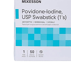 McKesson Povidone-Iodine Impregnated Swab Stick, Sterile - 4 in, 50 Sticks, 1 Pack