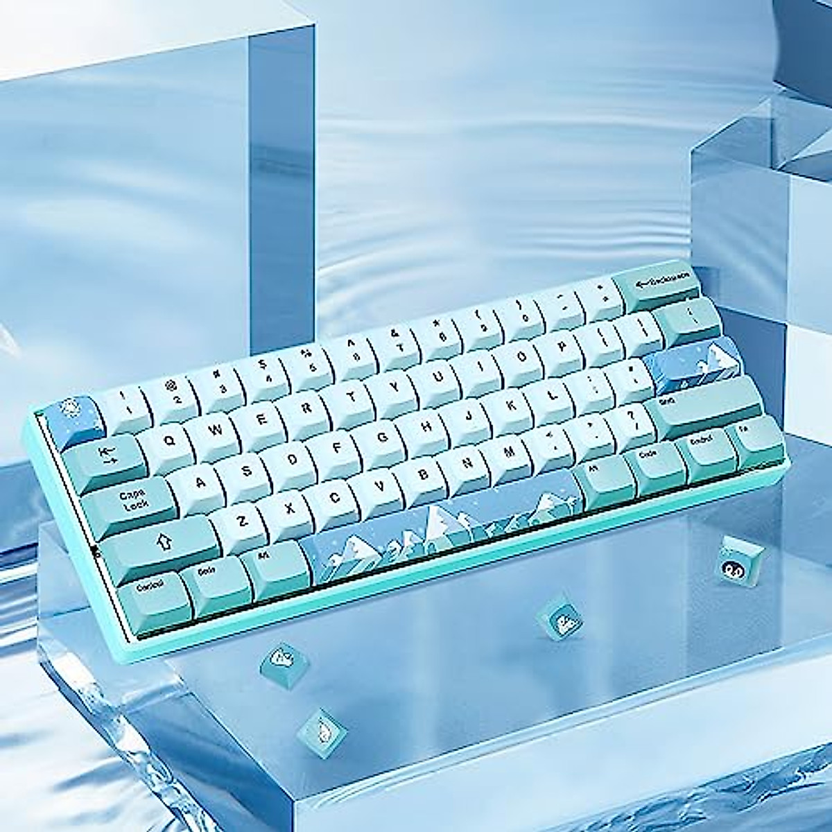 BOYI 61 Mini RGB Wired 60% Hot-Swappable Mechanical Gaming Keyboard,PBT Sublimation Keycaps NKRO Programmable Type-C Keyboard for Gaming and Working(BOYI Iceberg Snow Theme,Cherry MX Brown Switch)