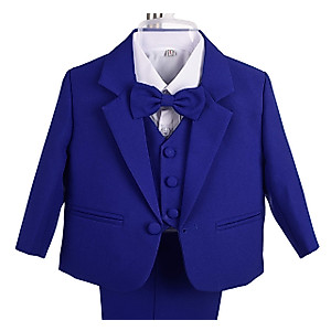 Lito Angels Baby Boys' Formal Tuxedo Suits Wedding Outfits No Tail 5 Piece Set Size 18-24 Months Royal Blue