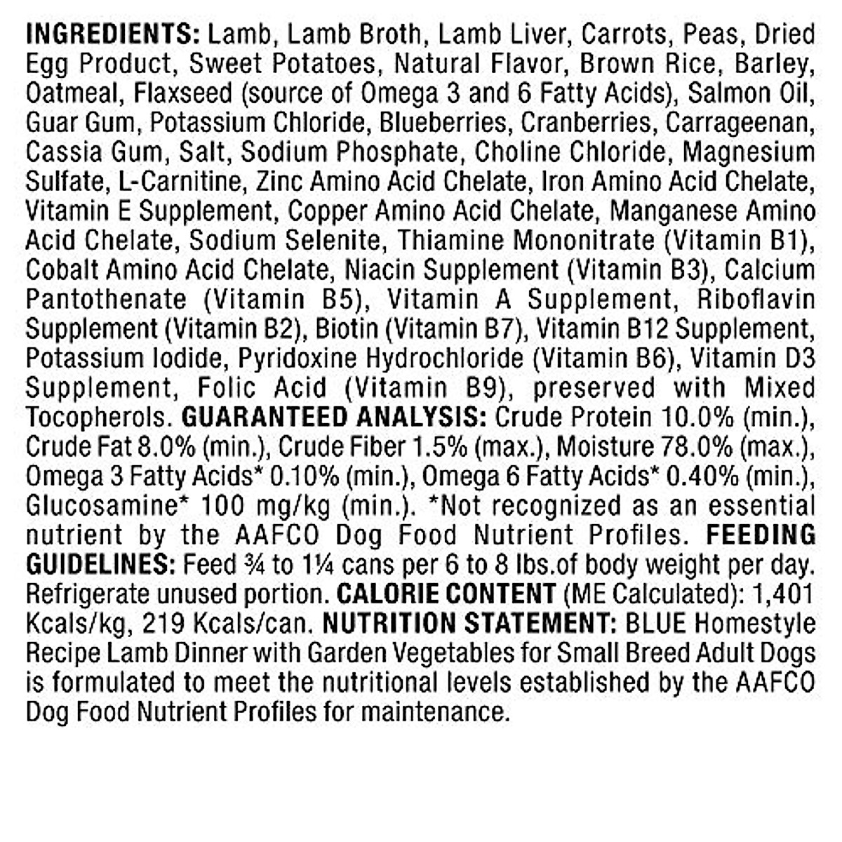 Blue Buffalo Homestyle Recipe Natural Adult Small Breed Wet Dog Food, Lamb 5.5-oz can (Pack of 24)