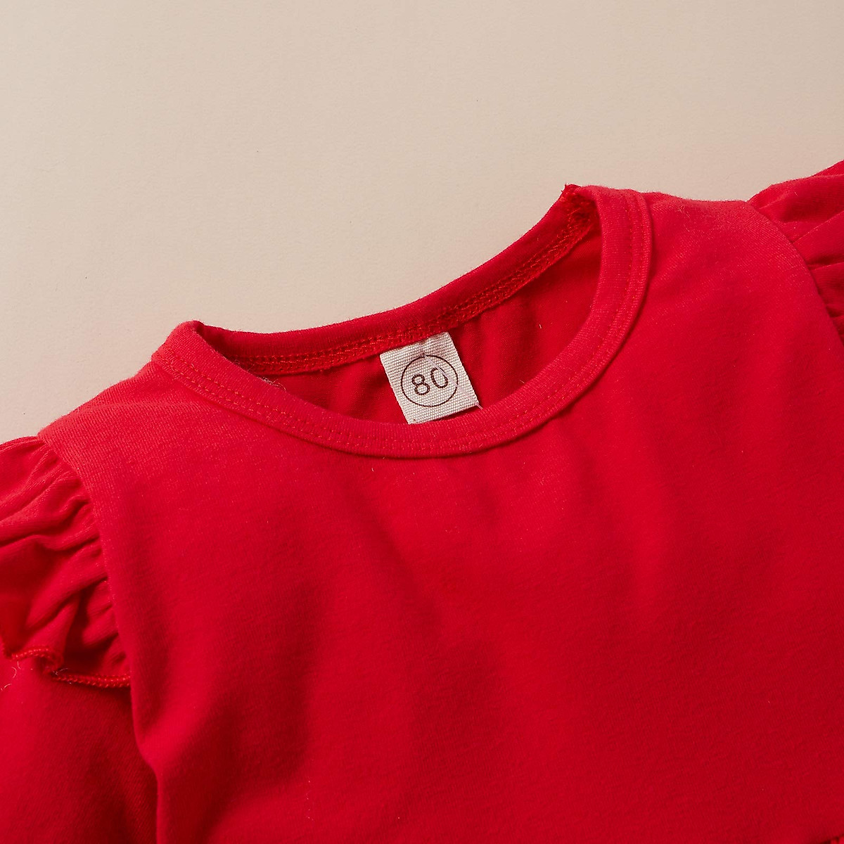 Toddler Baby Girl Valentine's Day Outfits Ruffle Tunic Top Dress Shirt Carriage Love Heart Print Flare Pants Clothes Set (Red, 1-2T)