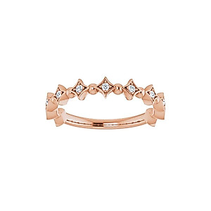 Solid 14k Rose Gold 1/10 Cttw Diamond Stackable Wedding Anniversary Ring Band - Size 7 (Width = 3.6mm)