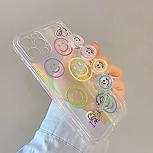 aaknhen Cartoon Cute Smiley Face Clear Phone Case Compatible with iPhone 12 Case with Crystal Pretty Cartoon Smile Bracelet Soft Silicone Clear Shockproof Bumper Case(Iphone12)