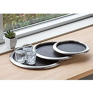 Service Ideas TR1412RI Tray with Removable Insert, 12" Round, Stainless Steel