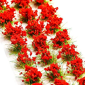 90 Pcs DIY Miniature Colorful Flower Cluster Flower Vegetation Groups Static Grass Tufts for Train Landscape Railroad Scenery Sand Military Layout Model Miniature Bases and Dioramas