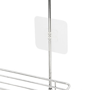 Antrader Hanging Shower Rack,Shower Caddy Hanging,Hung on the Faucet or the Door,the Back Hook Can be Rotated,No Drilling,304 Stainless Steel,Single Layer Shelf