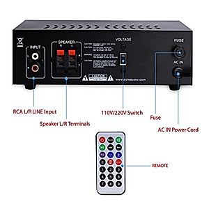 Pyle Home Home Audio Power Amplifier System - 2x120W Dual Channel Theater Power Stereo Receiver Box, Surround Sound w/ USB, RCA, AUX, LED, Remote, 12V Adapter - For Speaker, iPhone - Pyle PCAU46A