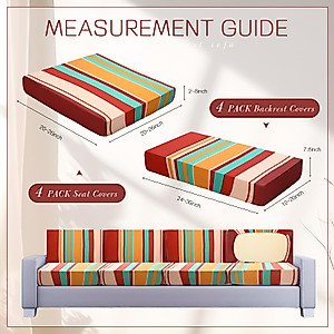 Newwiee 8 Pcs Patio Stretch Sofa Cushion Cover 4 Pcs Seat Covers and 4 Pcs Backrest Cover Replacement Patio Couch Slipcover Individual Chair Sofa Cover Washable Furniture Protector (Trendy Color)