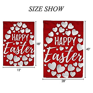 My Little Nest Seasonal Garden Flag White Hearts Happy Easter Egg Double Sided Vertical Garden Flags for Home Yard Holiday Flag Outdoor Decoration Farmhouse Banner 28"x40"