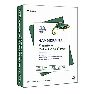 Hammermill Cardstock, Premium Color Copy, 60 lb, 8.5 x 11 - 1 Pack (250 Sheets) - 100 Bright, Made in the USA Card Stock, 122549R , White