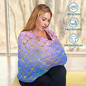 Stretchy Baby Car Seat Covers for Boys Girls Mermaid Fish Scales Infant Car Canopy Nursing Cover Breastfeeding Scarf