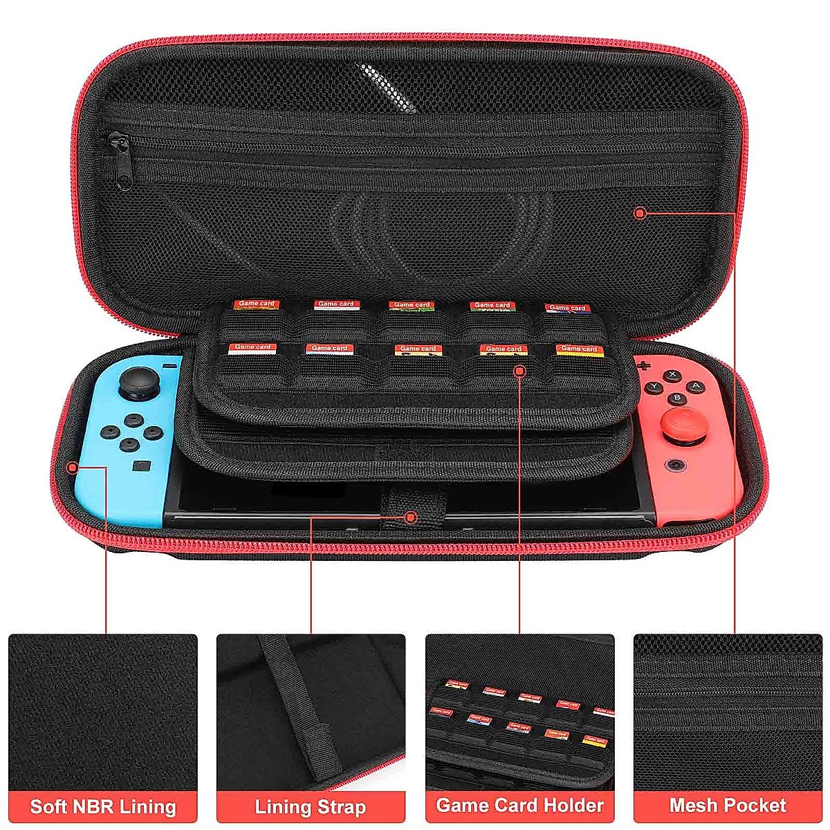 AoHanan Terrible with Skull Switch Carrying Case Compatible with Switch Game Case with 20 Games Cartridges Hard Shell Travel Protection Case for Switch Console & Accessories