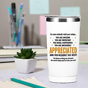 Employee Appreciation Gifts Tumbler Inspirational Gifts Water Bottle Double Wall Travel Coffee Mug Encouragement Stainless Steel Vacuum Insulated Thermal Cup for Women Colleague Birthday Christmas