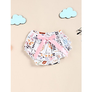 My 1st Easter Outfit Newborn Baby Girl Bunny Letters Romper Ruffle Floral Shorts set (Pink, 0-3 Months)