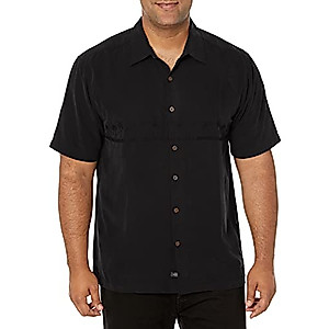 Quiksilver Waterman Men's Tahiti Palms 4 Button Up Floral Collared Shirt, Black, XL
