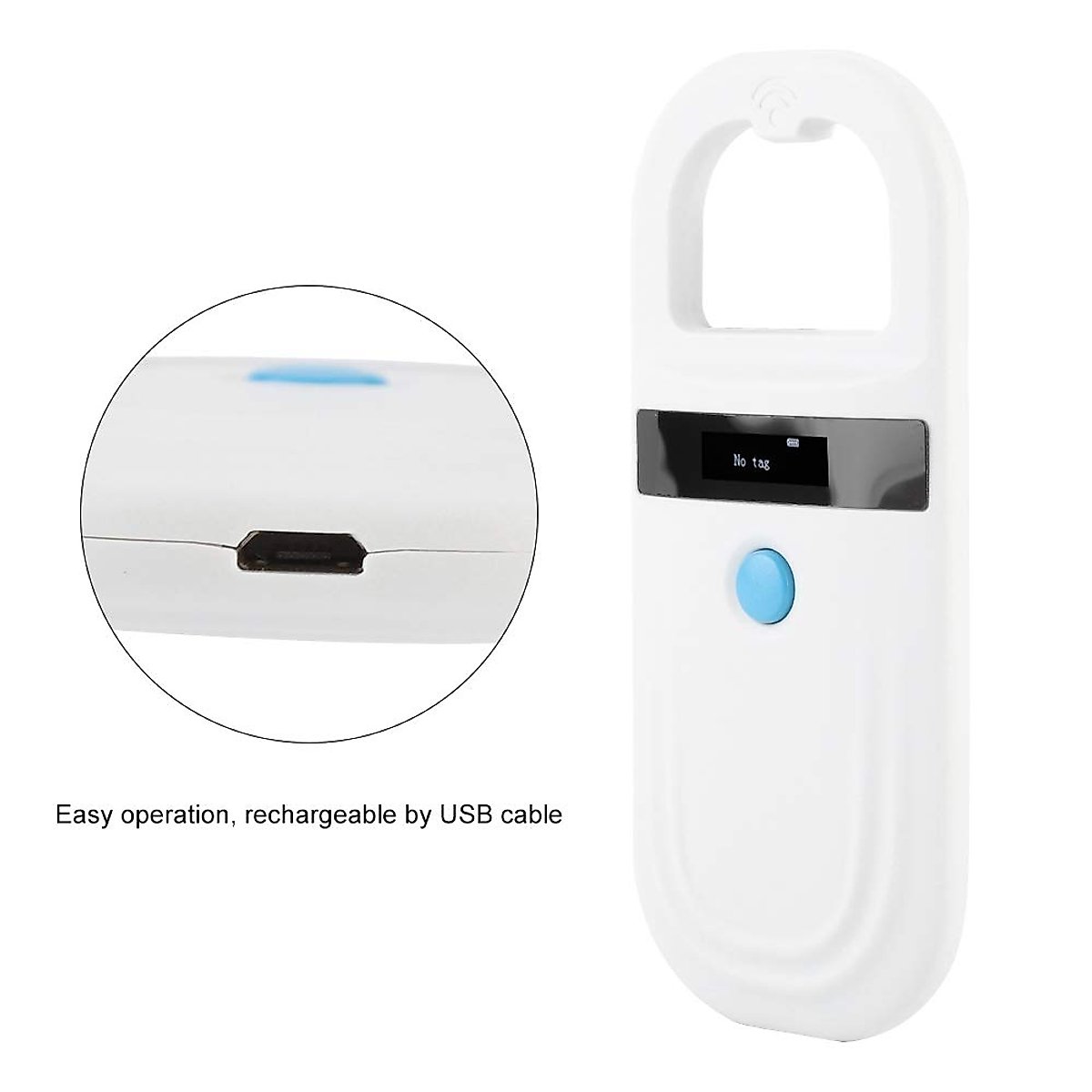 Luroze Pet Microchip Scanner, USB Rechargeable FDX B EMID Microchip Reader Scanner High Brightness