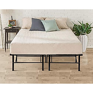 Bed Frame Foldable Heavy Duty Mattress Metal Platform Slat No Box Spring Needed Easy Assembly Noise-Free Black (Full)
