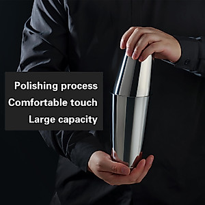 WOTOR Boston Cocktail Shaker Set, 18 oz & 28 oz Stainless Steel Weighted Shaker Tins, Metal Martini Shaker Drink Mixer for Bartending, professional Bar Tools for Bartender （Sliver）