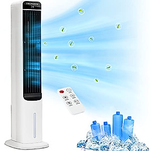 Uthfy Swamp Cooler, Evaporative Air Cooler With 4 Ice Packs and Remote, 80° Oscillation 3 Speeds 3 Modes, 41" Tower Fans that Blow Cold Air, Bladeless Fan for Bedroom Home Office