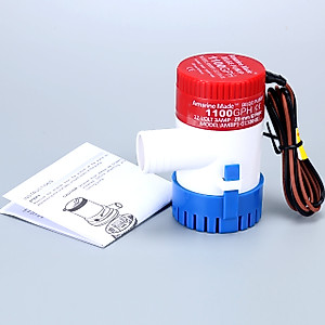 Amarine Made Bilge Pump, 12v Boat Pump 1100gph Marine Boat Bilge Pumps, Fully Submersible Pump for Ponds, Pools, Fishing Boats, RV and Marine Use