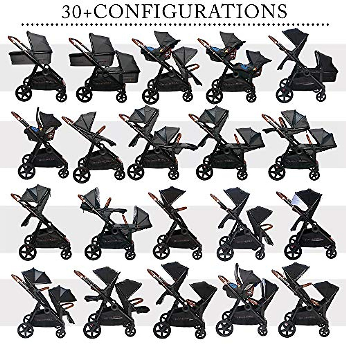 Venice Child Maverick Tandem Travel System Single to Double Stroller- Includes 2 Toddler Seats (Package 3, Twilight Gray)
