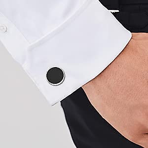 UHIBROS Cufflinks For Men, 316L Stainless Steel Tuxedo Shirt Cuff Links Accessories, Unique Business Groom Wedding Black Silver Gold Jewelry for Son, Father, Husband, Boyfriend