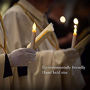 Houdlee Set of 24 Warm White Battery Operated Taper Candles Wax Dipped LED Flicker Amber Realistic Long Taper Candles for Birthday Wedding Party Décor Long Lasting -Batteries Not Included