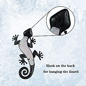 LIFFY Metal Gecko Wall Decor Indoor Room Home Glass Wall Hanging Sculpture Decorations Outside Lizard Garden Art Decorative Ornaments for Patio,Fence,Yard - Set of 2