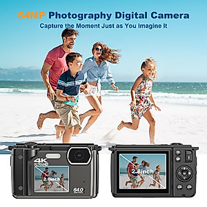 4K 64MP Digital Camera for Photography, Compact Vlogging Camera for YouTube with WiFi 18X Zoom,Point&Shoot Camerawith Auto Focus, Selfie Screens,32GB SD Card,Travel Video Camera for Beginners Kids