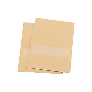 SHEUTSAN 200 Pack 4 x 6 Inch Kraft Zip Lock Pouch with Window, Brown Stand Up Pouches Bags, Resealable Bag for Dry Food, Snack