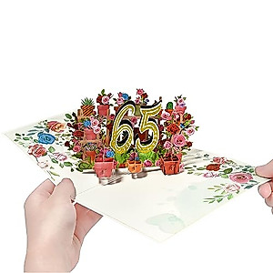GREETING ART Happy 65th Birthday Pop Up Card,65th Bday Anniversary Card for Him Her,65th Birthday Card, 65th Birthday Gifts for Women Men,Birthday Cards for 65 Year Old Mom Dad